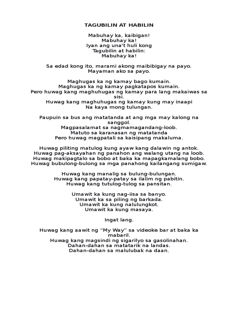 Tagubilin at Habilin | PDF