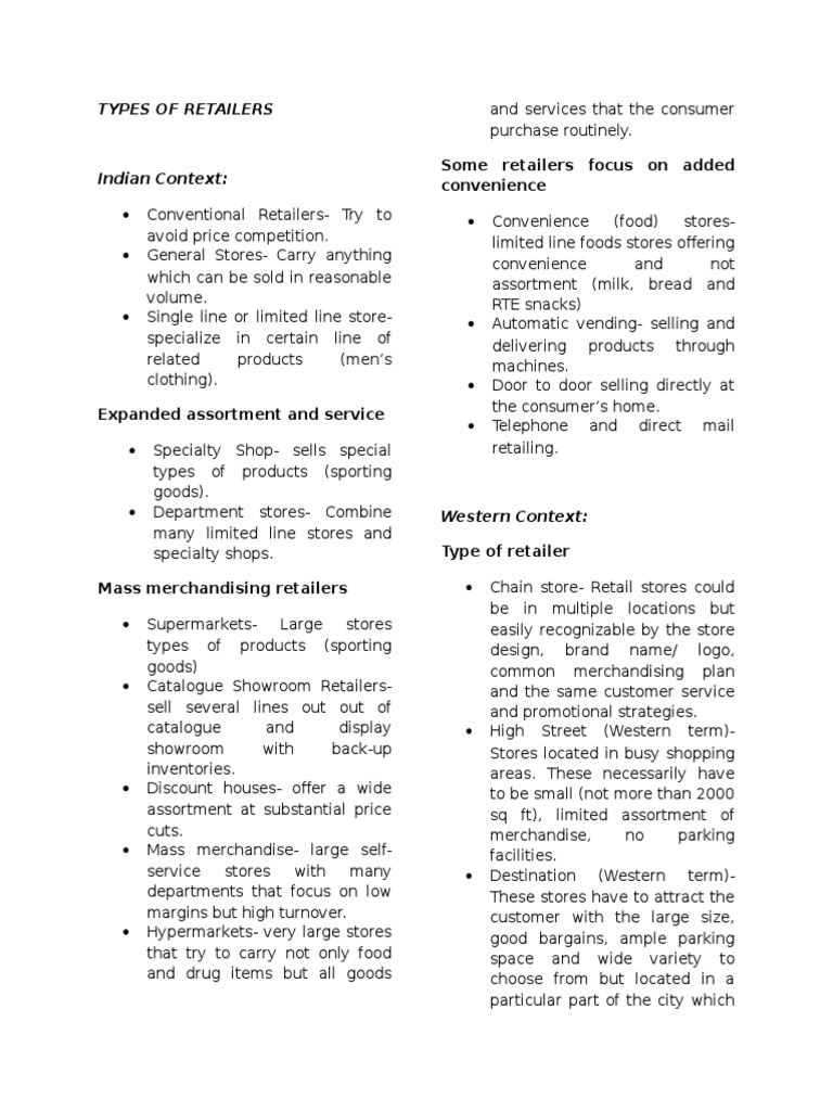 Types of Retailers in India and the West | PDF | Business