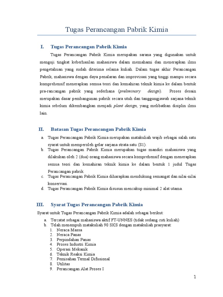 Buku Panduan Perancangan Pabrik Kimia - Revisi20jan | PDF Buku Panduan Perancangan Pabrik Kimia - Revisi20jan | PDF