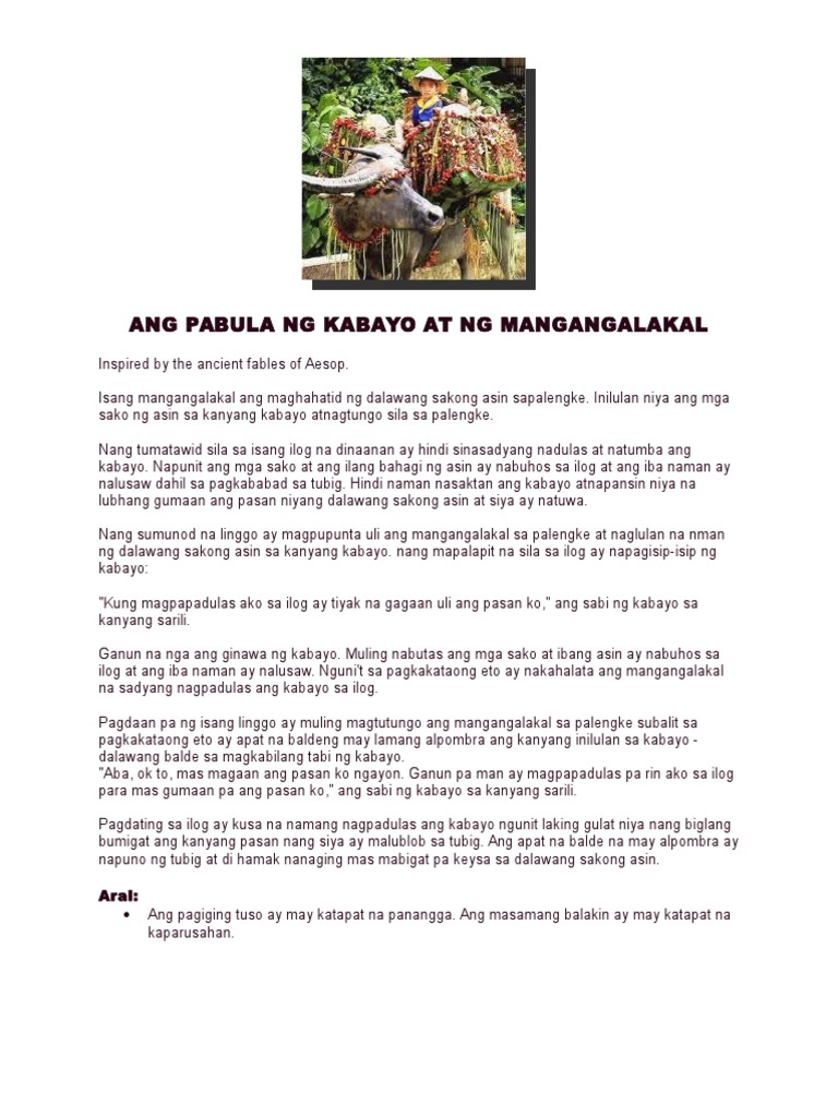 Ang Pabula Ng Kabayo at Ng Mangangalakal