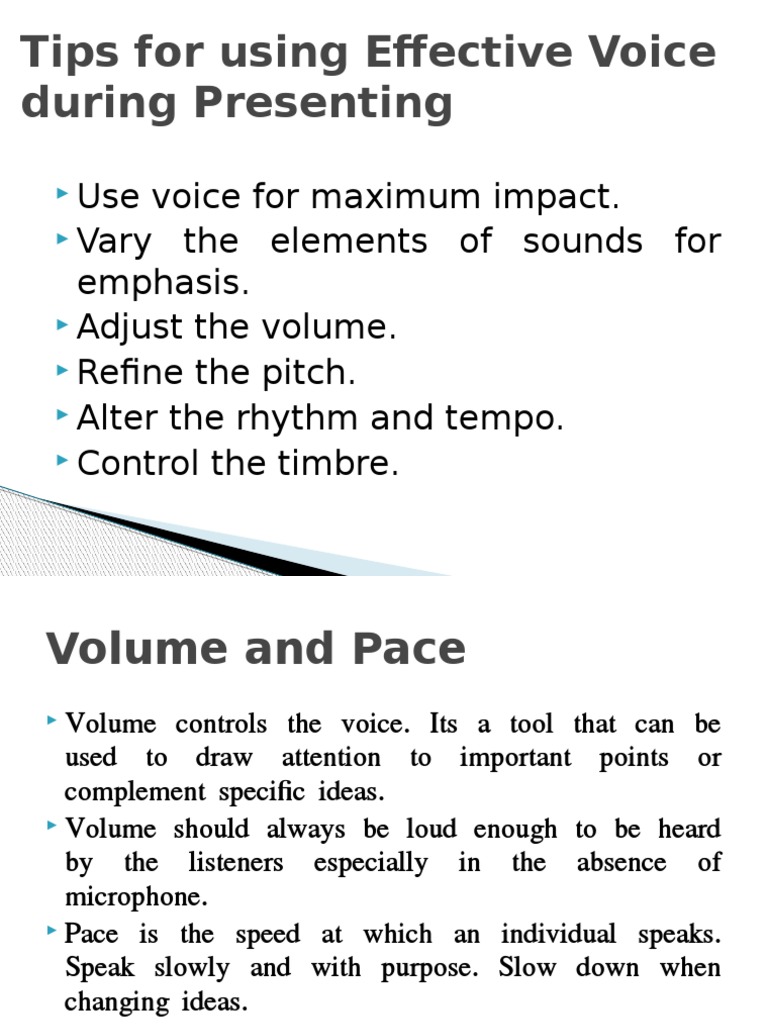 Tips For Using Effective Voice During Presenting | PDF | Vocal Pedagogy ...
