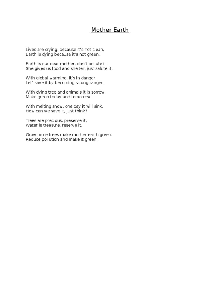 Mother Earth Poem | PDF