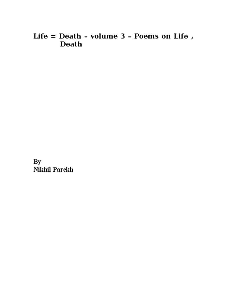 Life Death - Volume 3 - Poems On Life, Death | PDF | Poetry | Nature