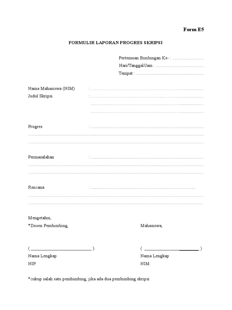Form Laporan Progres Skripsi | PDF