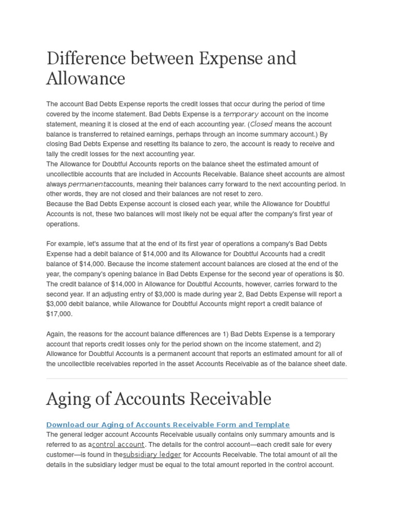 Understanding the Distinction Between Bad Debts Expense and Allowance ...