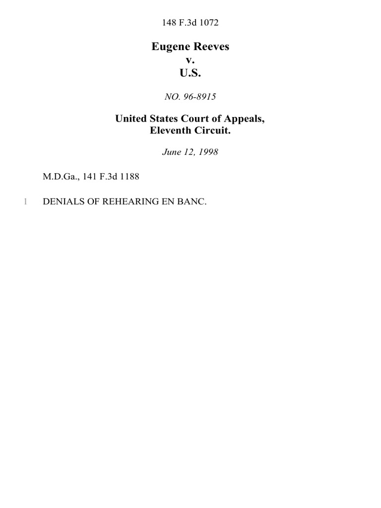 Eugene Reeves v. United States, 148 F.3d 1072, 11th Cir. (1998) | PDF