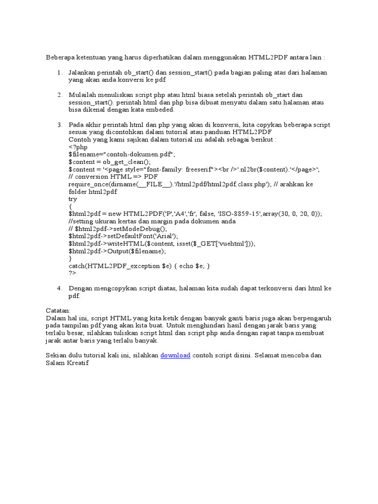 Tutorial Html2pdf Pdf