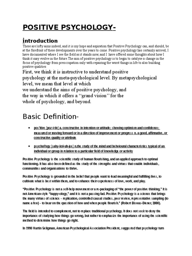 Introduction to Positive Psychology | PDF | Positive Psychology | Happiness