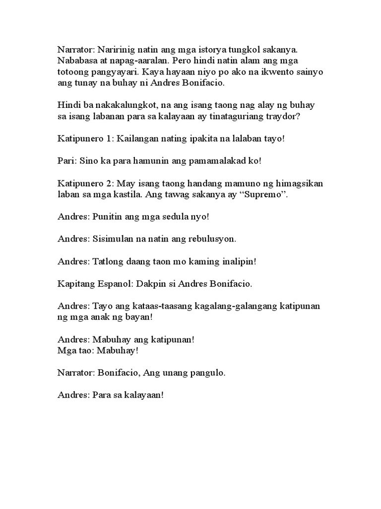 Bonifacio, Ang Unang Pangulo Trailer Script (ABS-CBN) | PDF