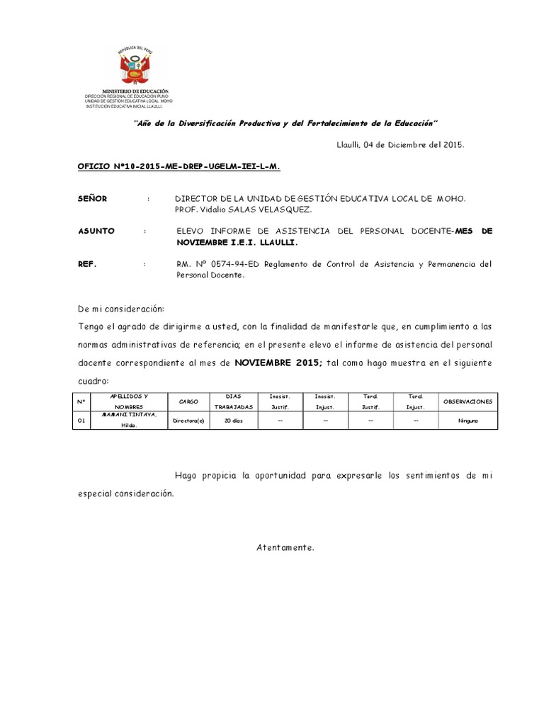 Oficio de Asistencia | PDF