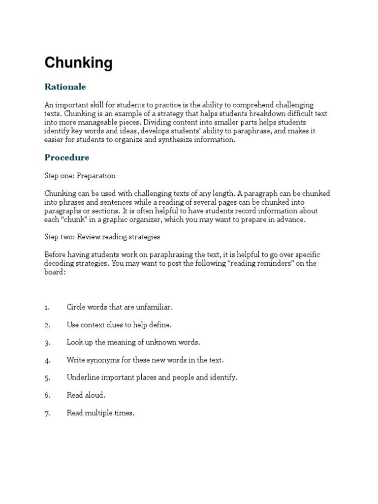 Examples Of Chunking