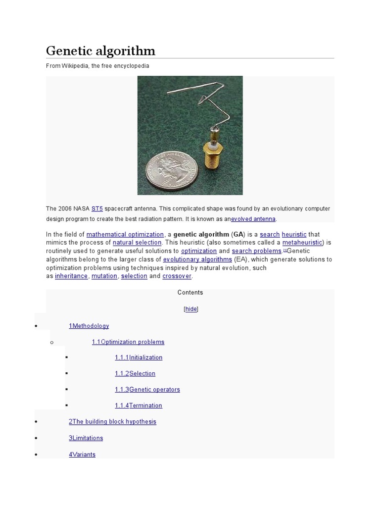 Genetic Algorithm: From Wikipedia, The Free Encyclopedia | PDF | Genetic Algorithm | Theoretical ...