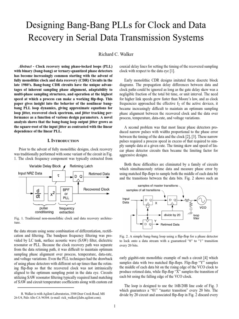 Designing Bang-Bang PLLs For Clock and Data Recovery in Serial Data ...