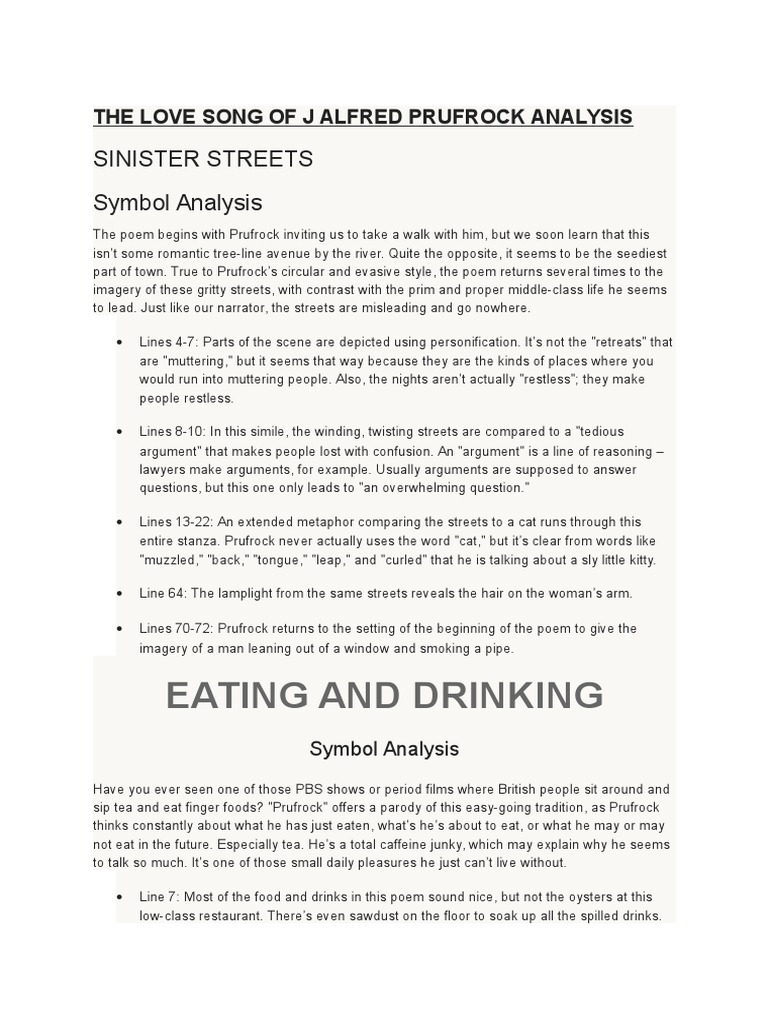 The Love Song of J Alfred Prufrock Analysis | PDF