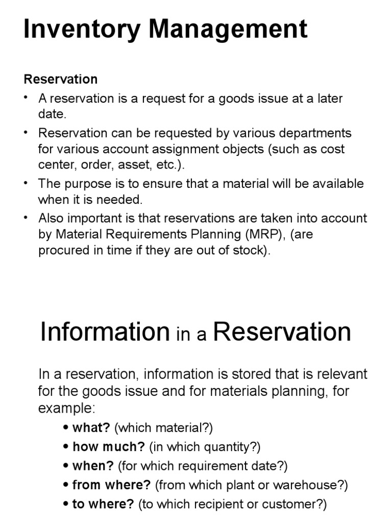 Inventory Management: Reservation | PDF | Information Technology ...