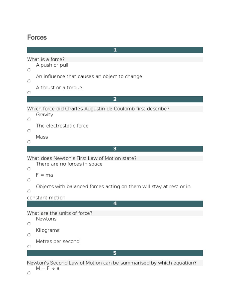 BBC Bitesize Forces Questions