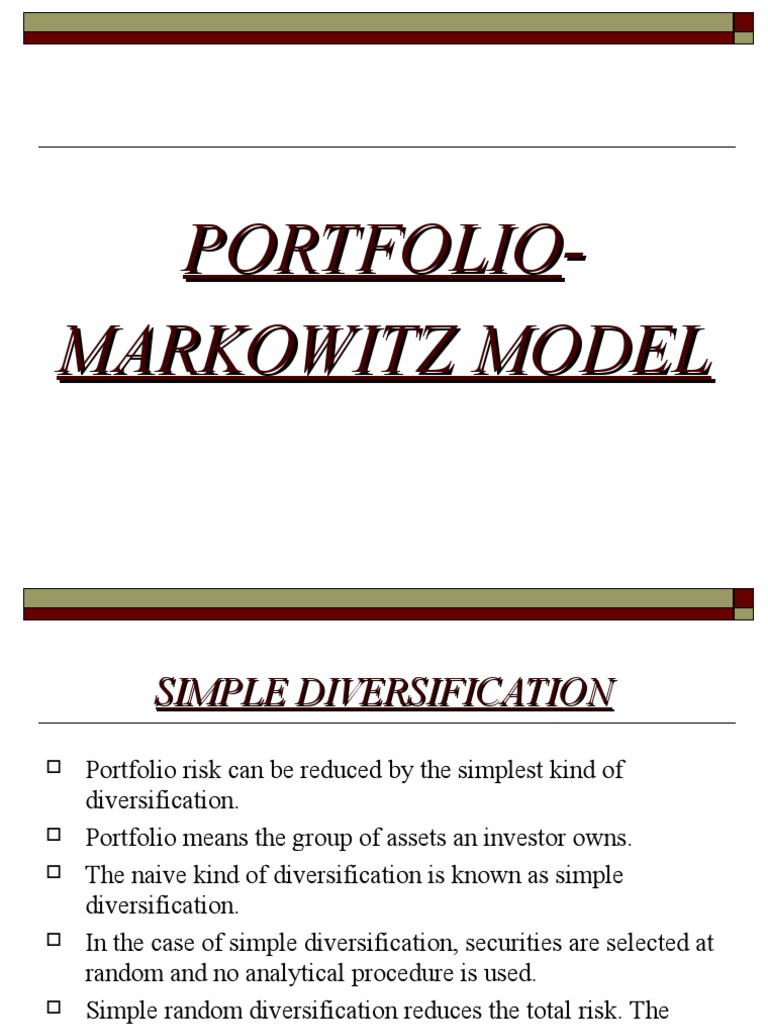 Markowitz Model | PDF | Diversification (Finance) | Risk