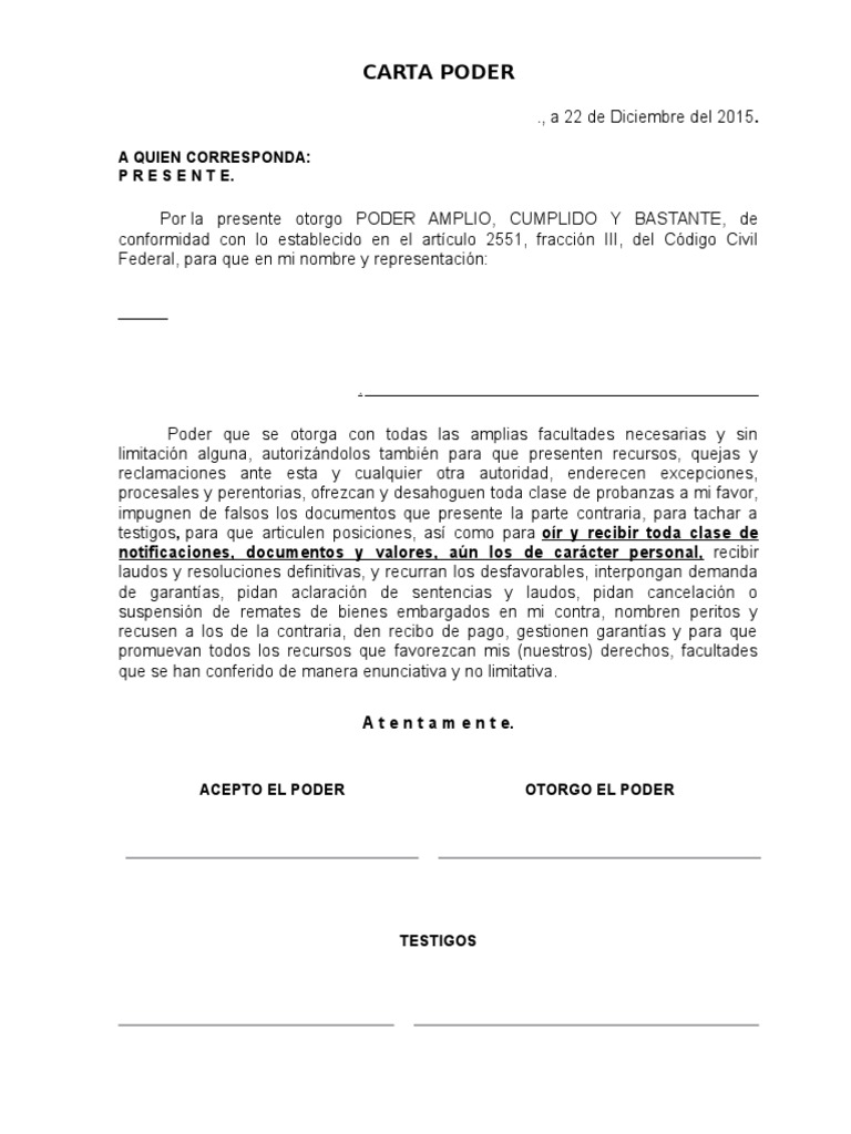 Carta Poder para Scrib | PDF | Gobierno | Justicia