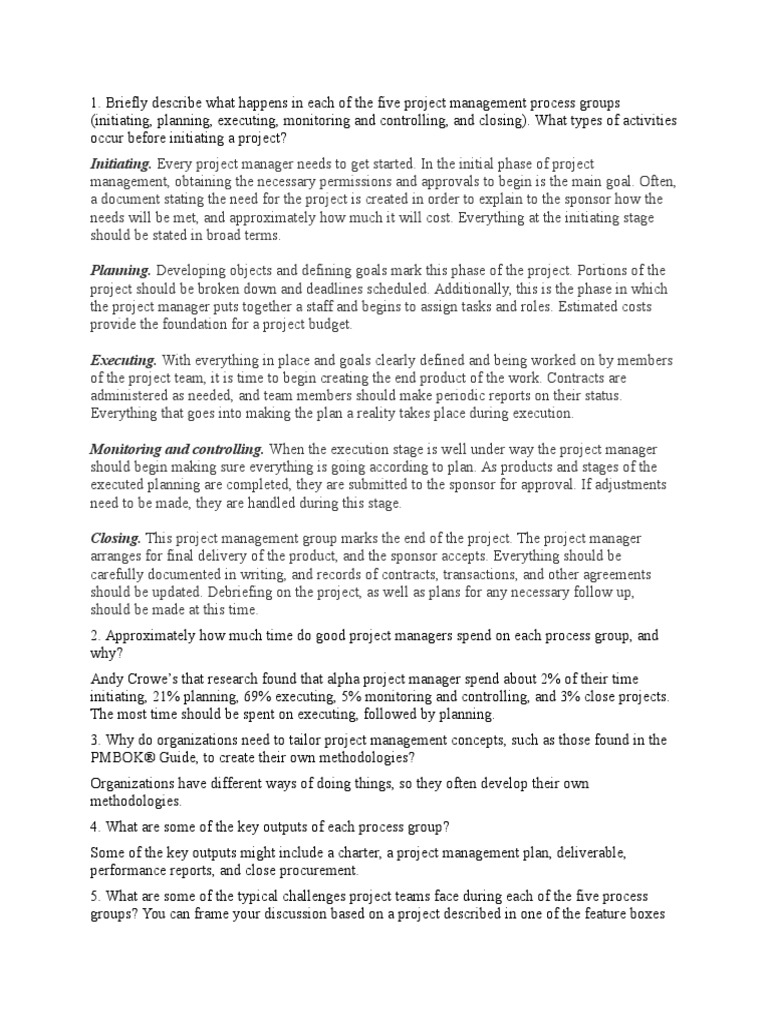 Chapter 3 Written Discussion Questions | PDF | Project Management ...