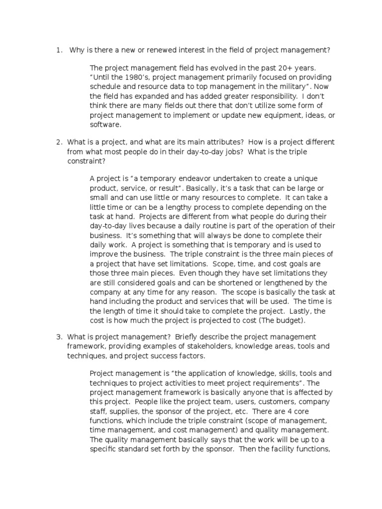 Project Management (Assignment 1) | PDF