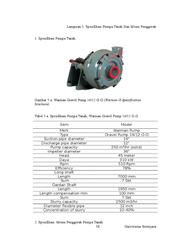 LAMPIRAN 5 Spesifikasi Pompa | PDF
