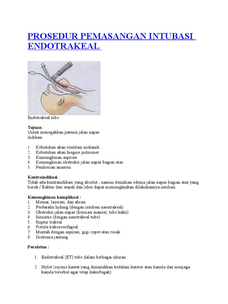 Prosedur Lengkap Intubasi Endotrakeal: Langkah-Langkah Penting untuk ...