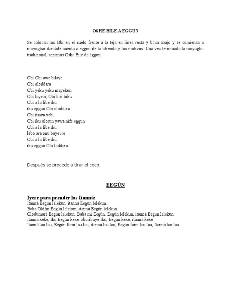 Oshe Bile A Eggun | PDF