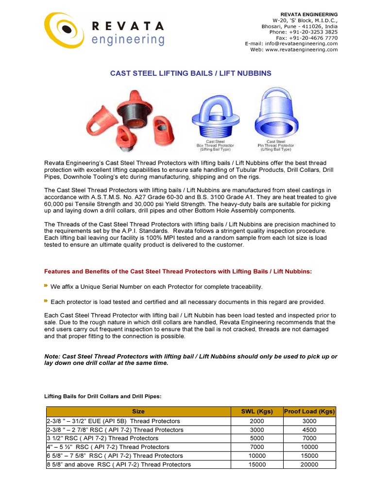 06 Revata Engineering - Cast Steel Lifting Bails | PDF | Pipe (Fluid ...