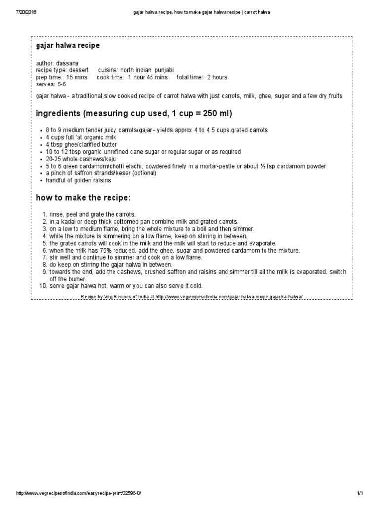 Gajar Halwa Recipe, How To Make Gajar Halwa Recipe - Carrot Halwa | PDF