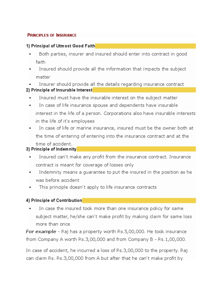 Principles of Insurance | PDF