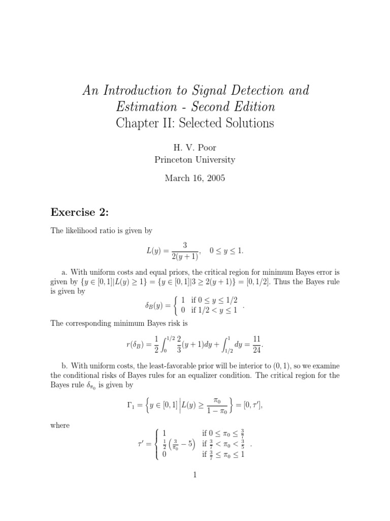 An Introduction To Signal Detection and Estimation - Second Edition | PDF