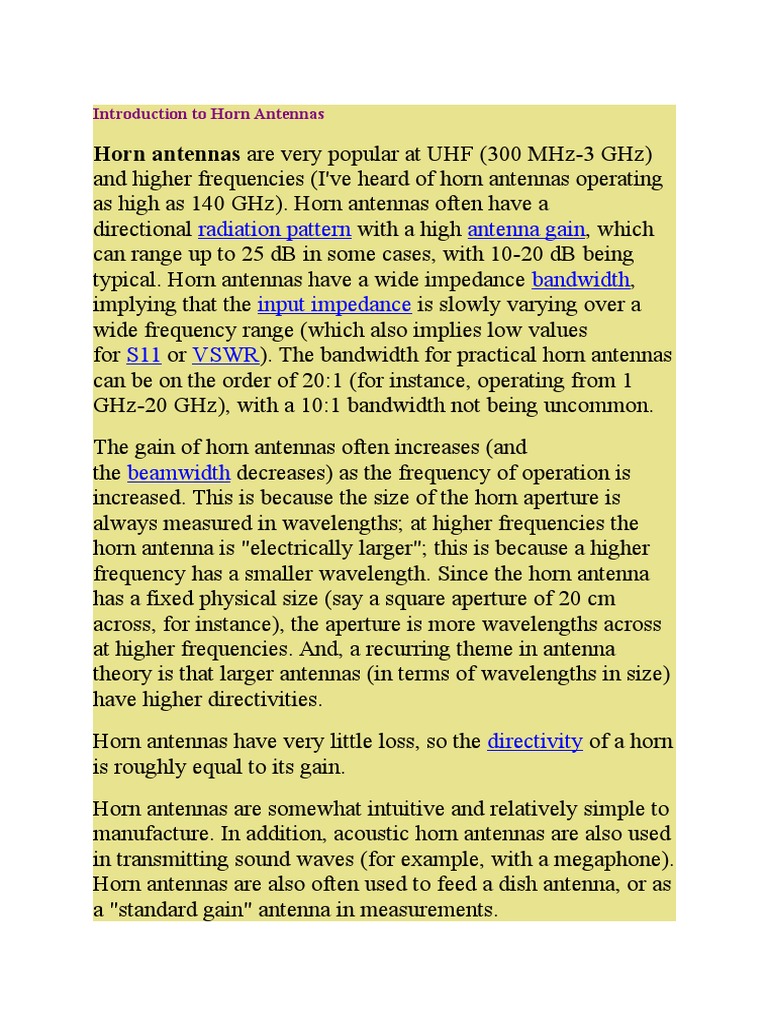 Introduction To Horn Antennas | PDF