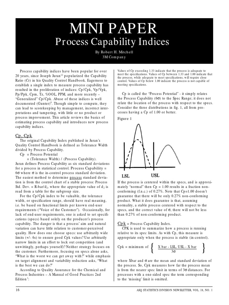 Process Capability Indices Pdf Pdf Normal Distribution Standard Deviation