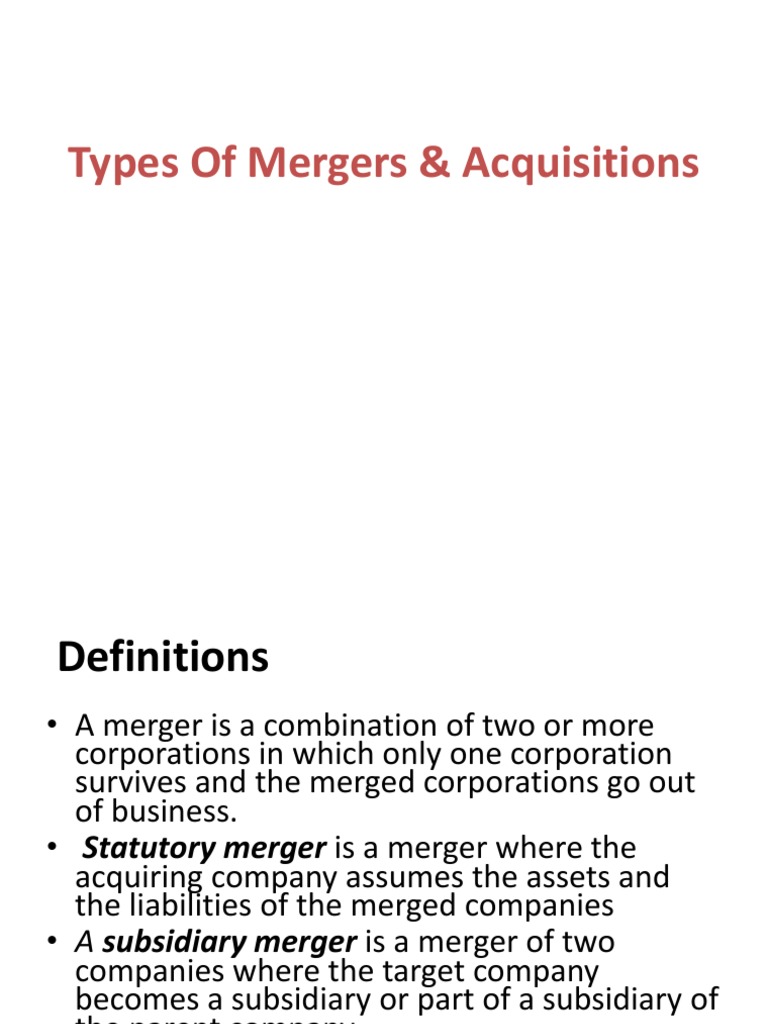 Types of Mergers and Acquisitions Explained | PDF | Mergers And Acquisitions | Corporations