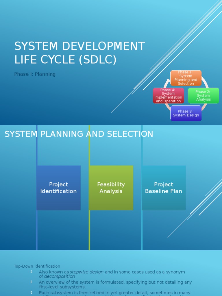SDLC Phase 1 (Planning) | Net Present Value | Top Down And Bottom Up Design