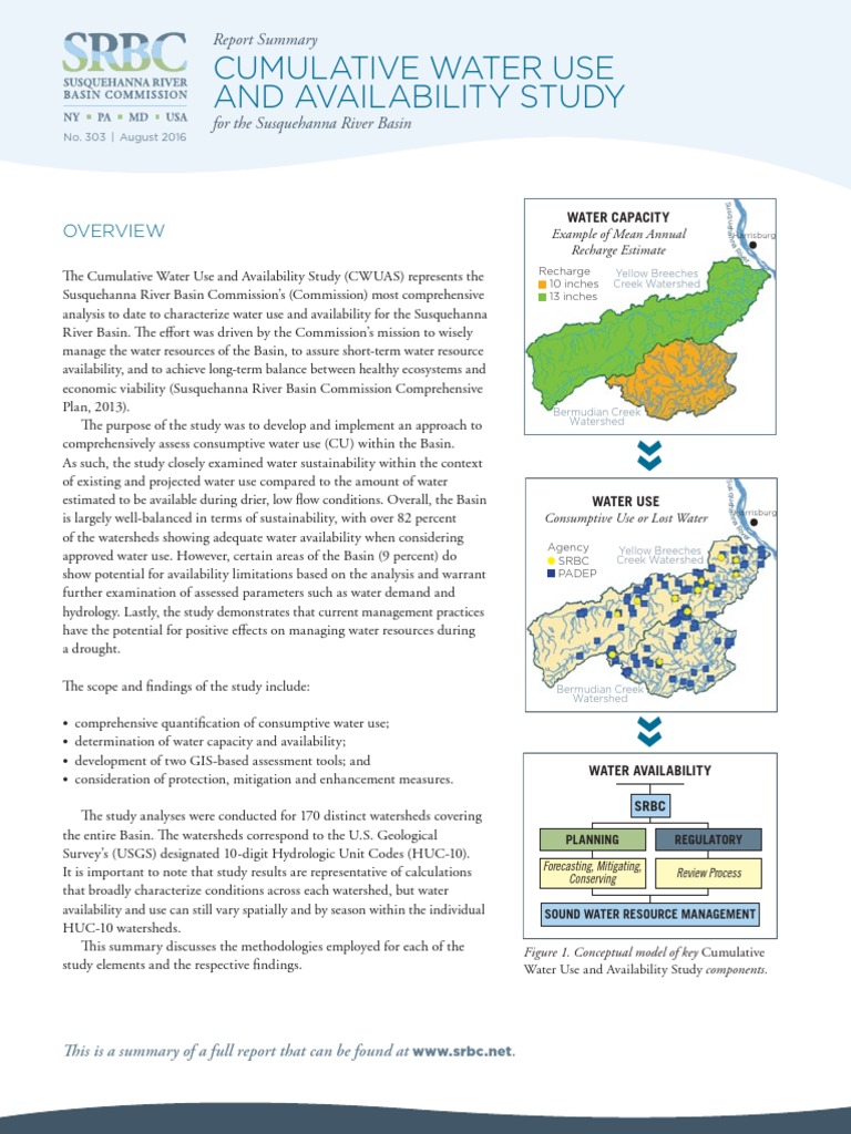 Cumulative Water Use and Availability Study: Report Summary | PDF ...