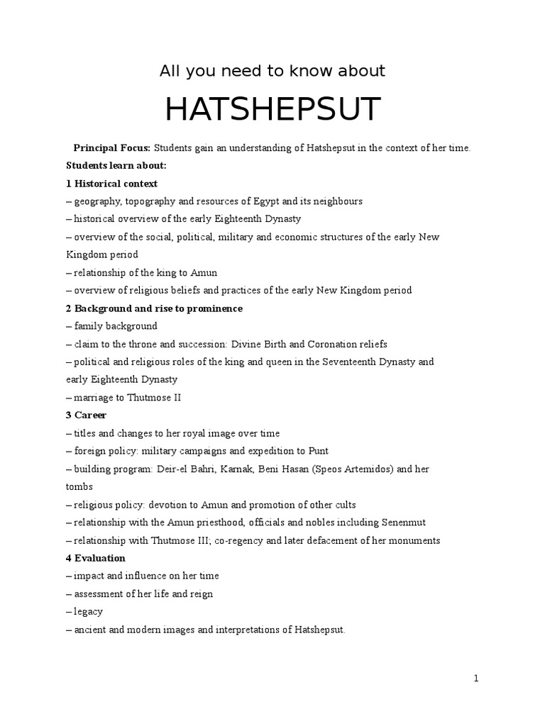 All You Need To Know About HATSHEPSUT | PDF | Hatshepsut | Eighteenth ...