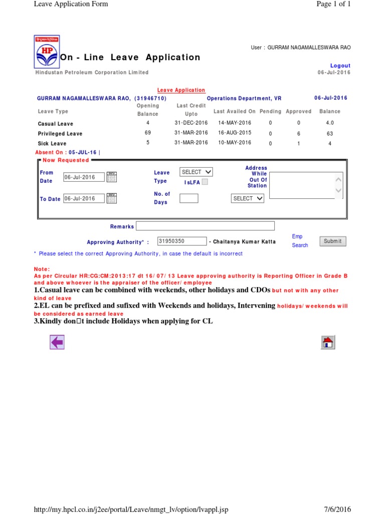 My - Hpcl.co - in J2EE Portal Leave NMGT LV Option Lvappl - Js | PDF ...