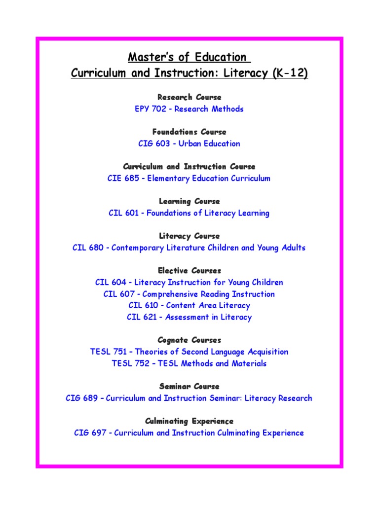 Courses Taken | PDF | Literacy | Curriculum