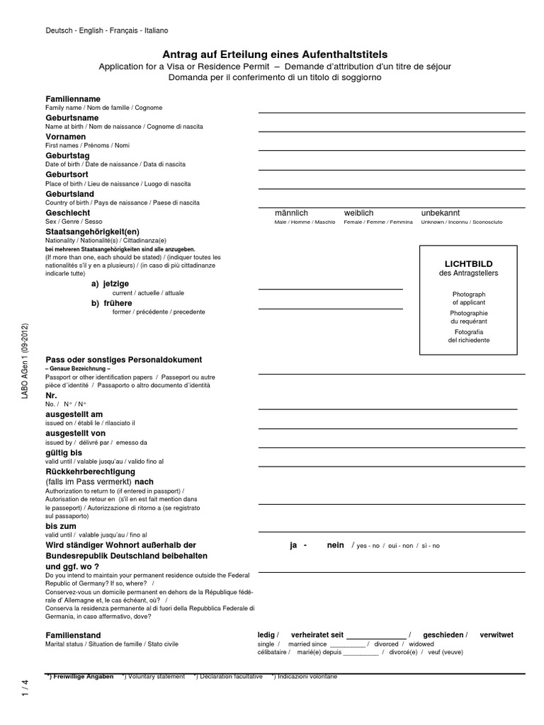 German Visa Form | PDF | Official Documents | Government And Personhood