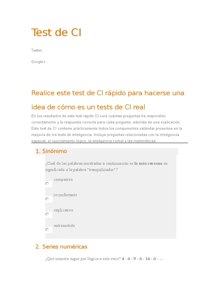 Test de C.I. | PDF | Cociente de inteligencia | Lógica