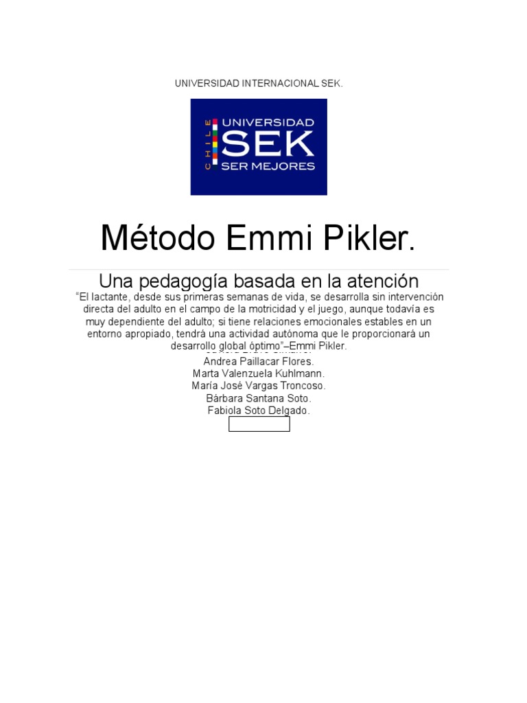 Método Emmi Pikler | PDF | Adultos | Bienestar