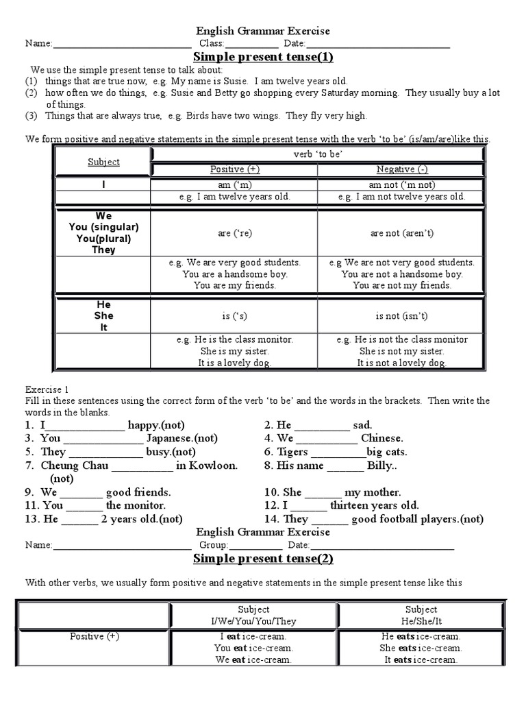 005 Simple Present Tense 1 | PDF | English Grammar | Grammatical Tense