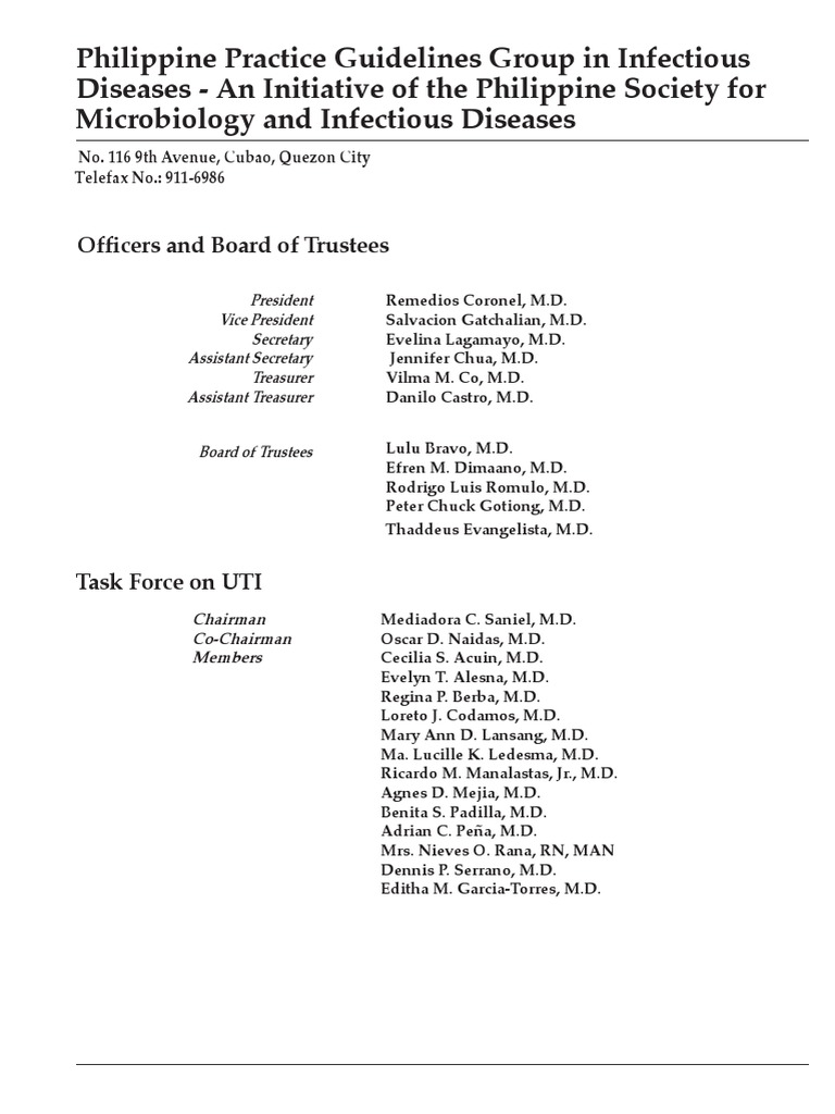 UTI Clinical Practice Guidelines 2024 | PDF | Urinary Tract Infection ...