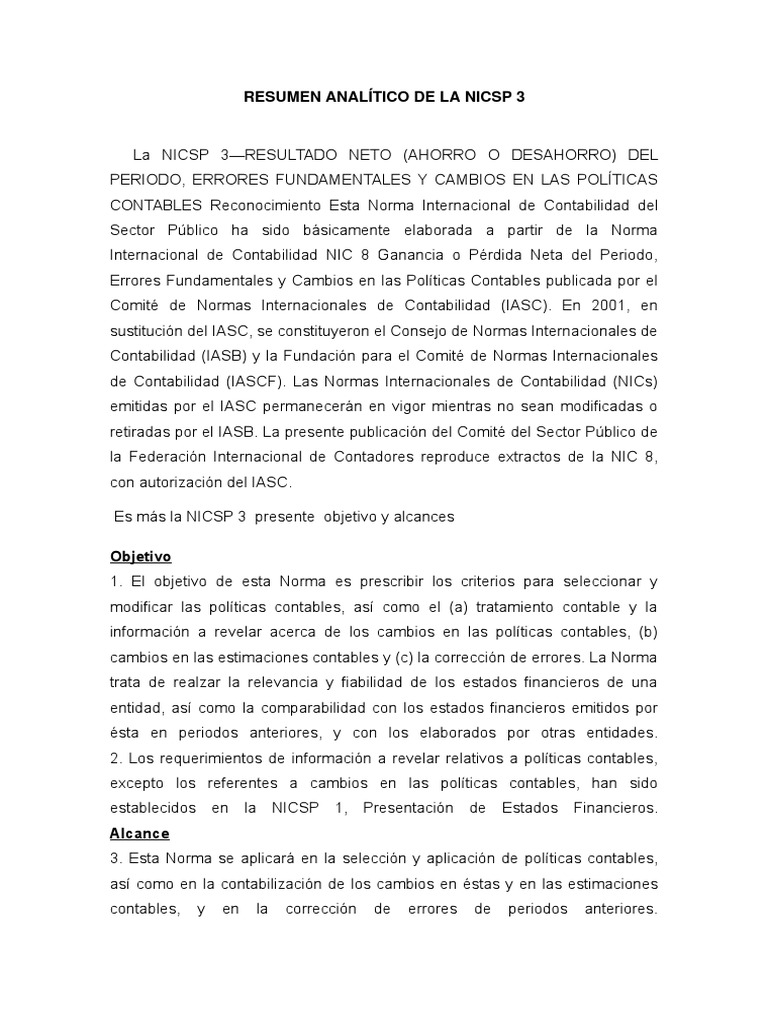 Nicsp 3 | PDF | normas internacionales de INFORMACION FINANCIERA ...