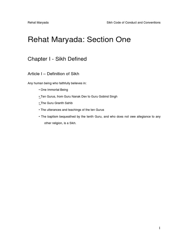 Sikh Rehat Maryada Overview | PDF | Religious Behaviour And Experience ...