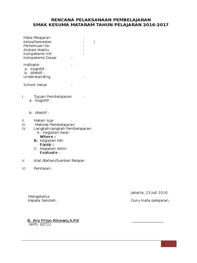 Contoh Draft RPP | PDF