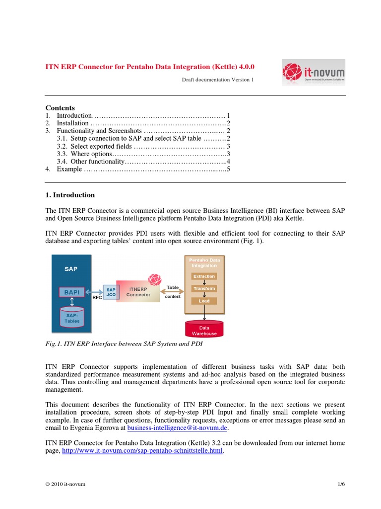 ITN ERP Connector For Pentaho Data Integration v4 | PDF | Enterprise ...