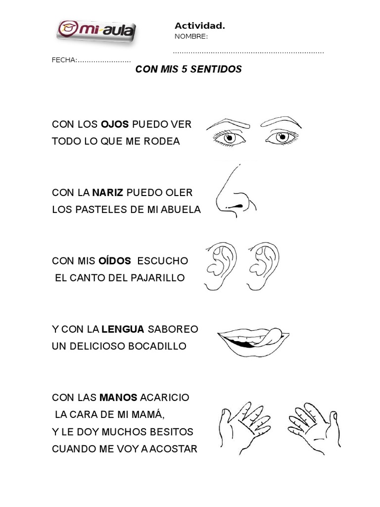 Poema Infantil sobre los 5 Sentidos | PDF