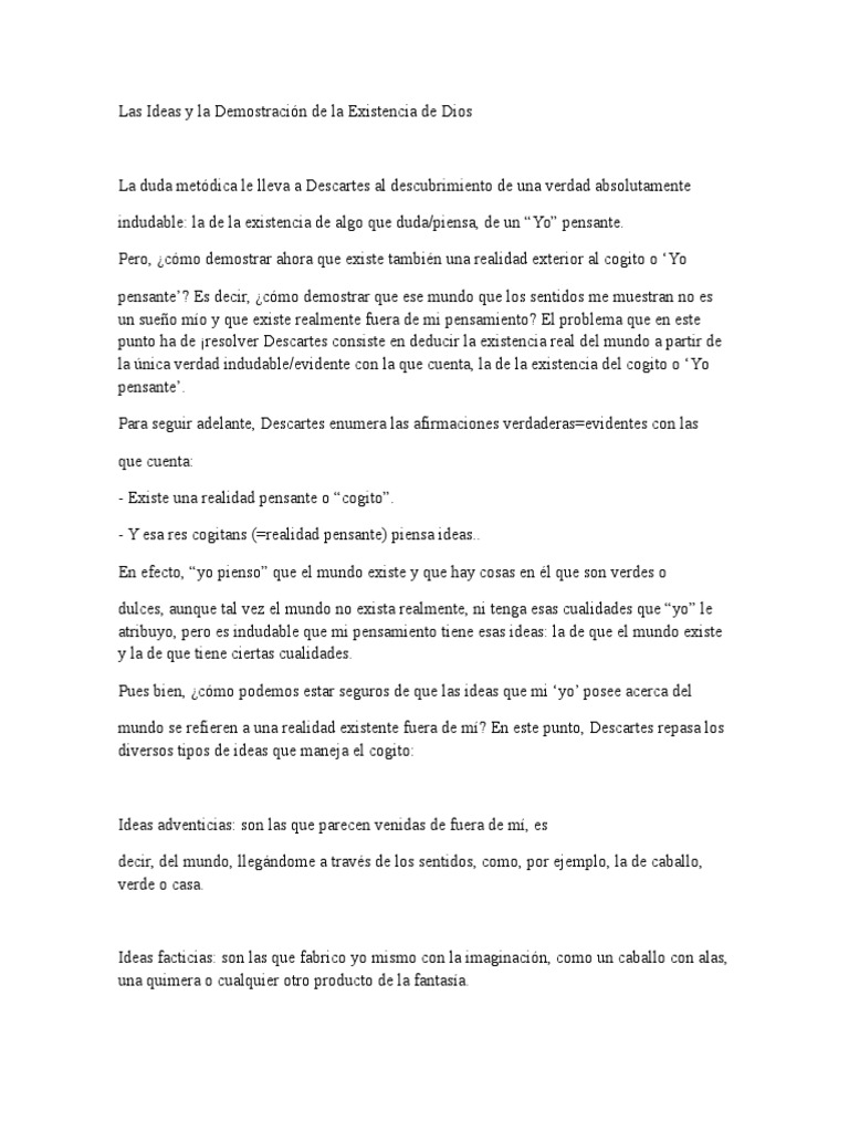 Ideas Innatas y Existencia de Dios | PDF | Existencia | Filosofía